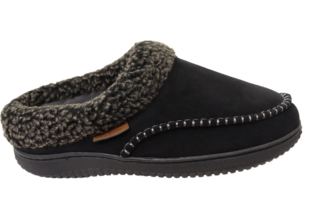Dearfoams Mens Marshall Microsuede Moc Toe Clog Comfortable Slippers