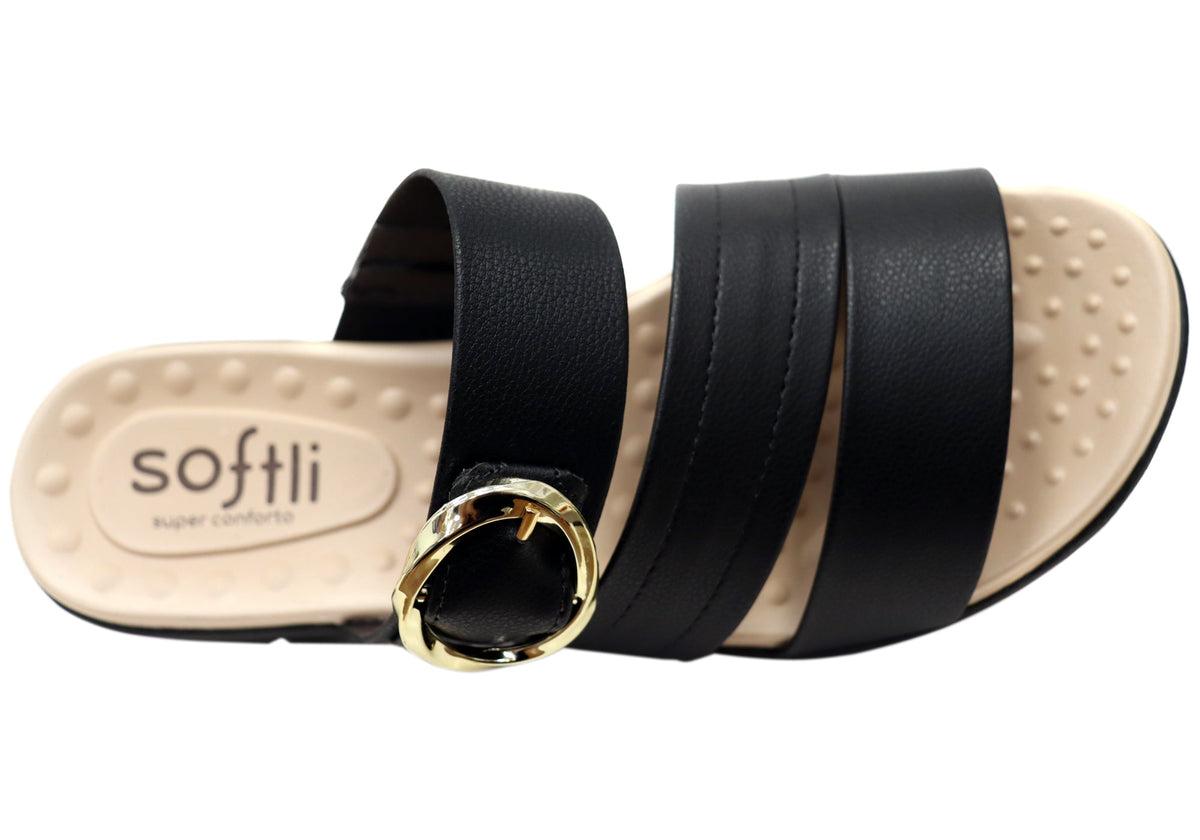 Softli Zoe Womens Brazilian Slides Sandals With Comfort Footbed